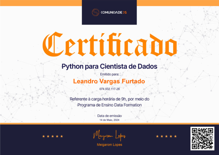 1 Certificado python ciencia de dados | PDF