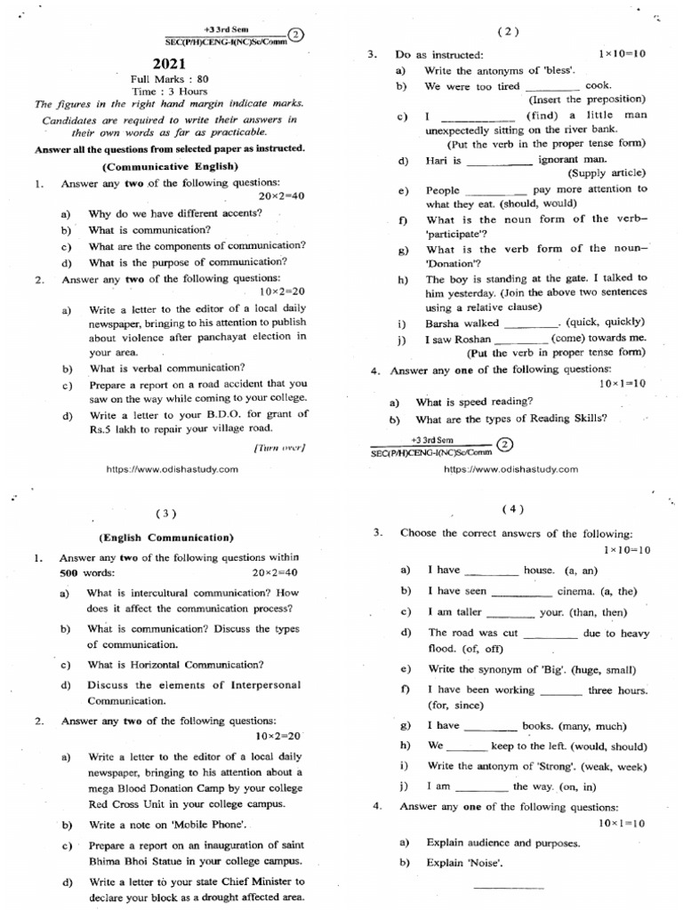 3 Sem Sec P H Ceng 1 NC SC Comm 2 2021 | PDF