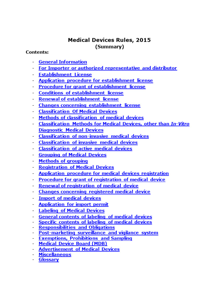 Medical Devices Rules 2015 Overview | PDF | Medical Device | Medical ...