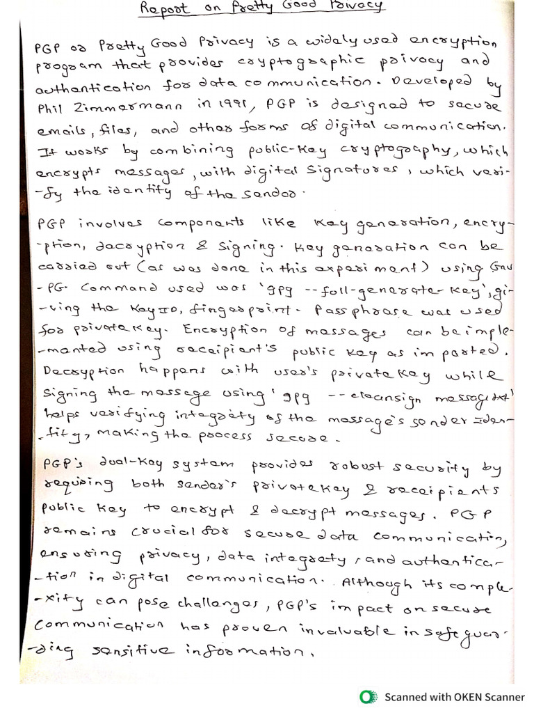 Handwritten Report On PGP | PDF