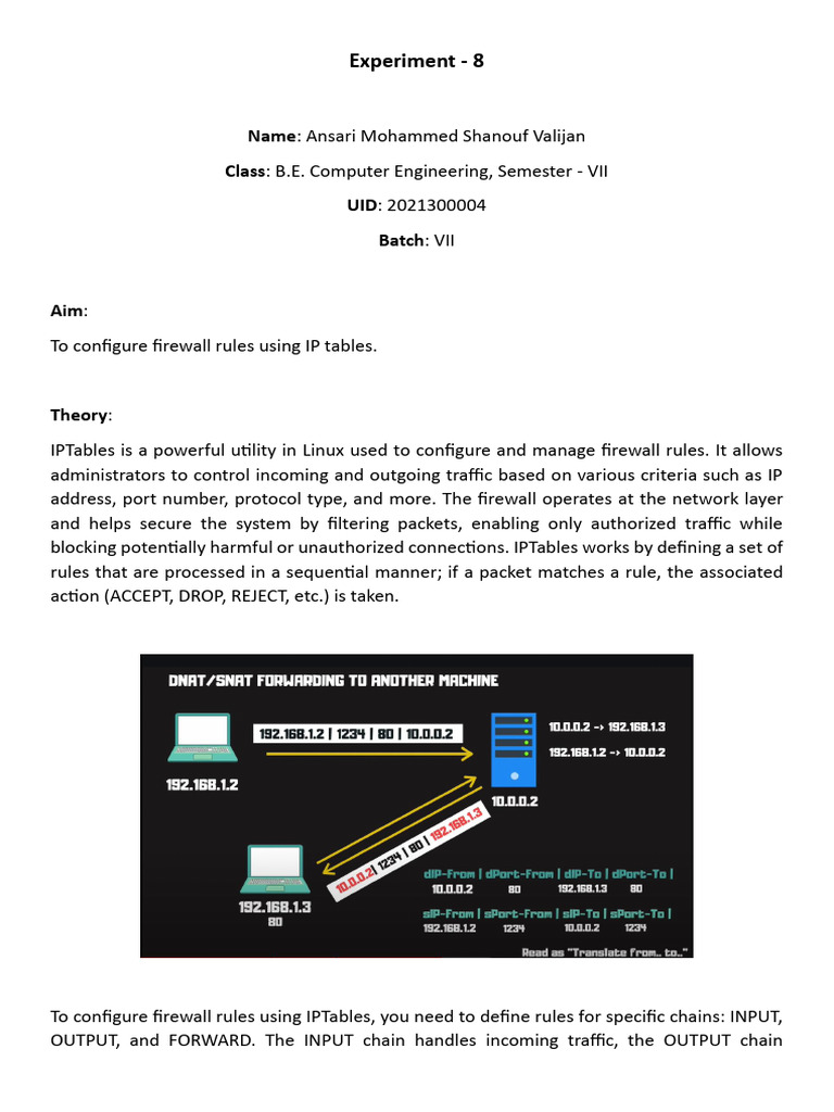 Experiment-8 | PDF | Firewall (Computing) | Port (Computer Networking)