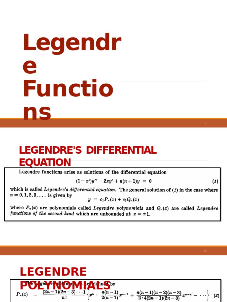 Legendre Functions | PDF