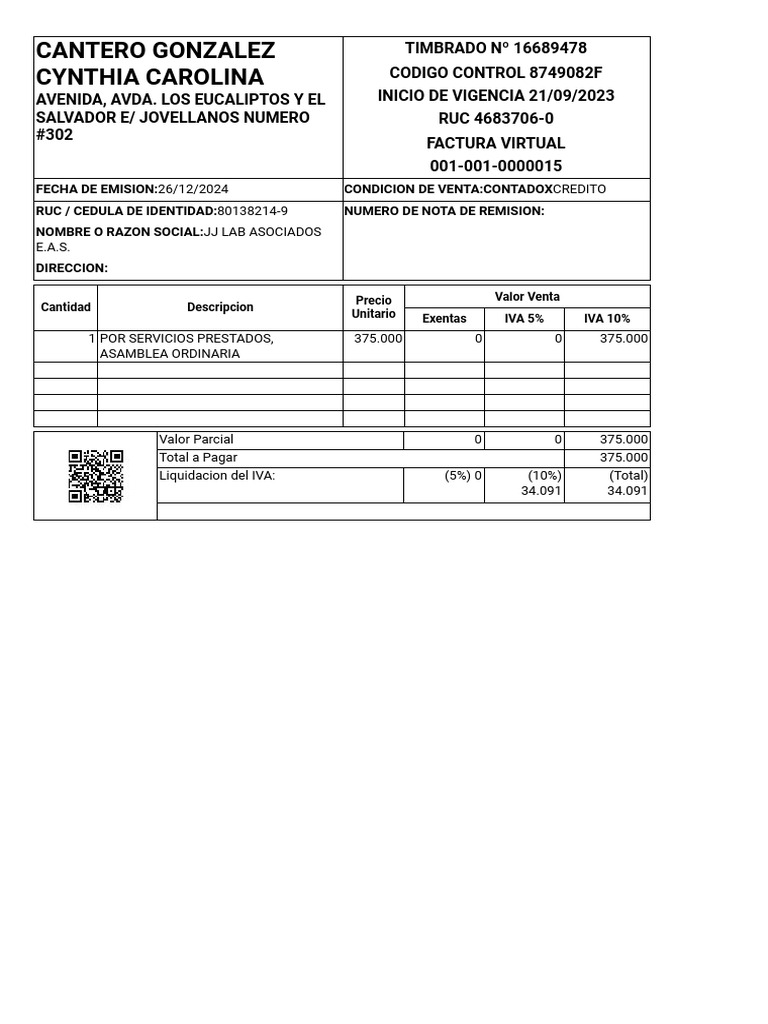 Factura Virtual por Servicios 2024 | PDF