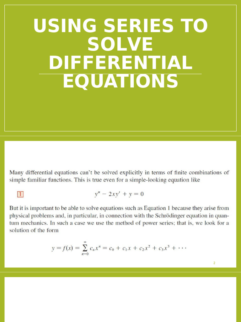 Using Series to Solve Differential Equations | PDF Using Series to Solve Differential Equations | PDF