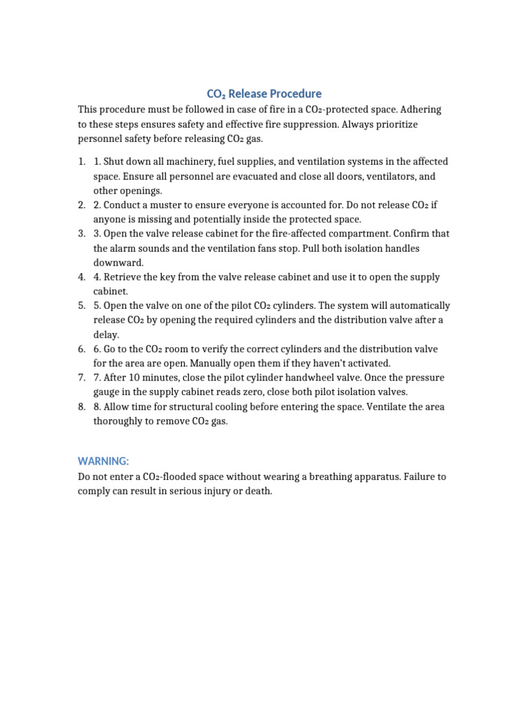 CO2 Release Procedure | PDF