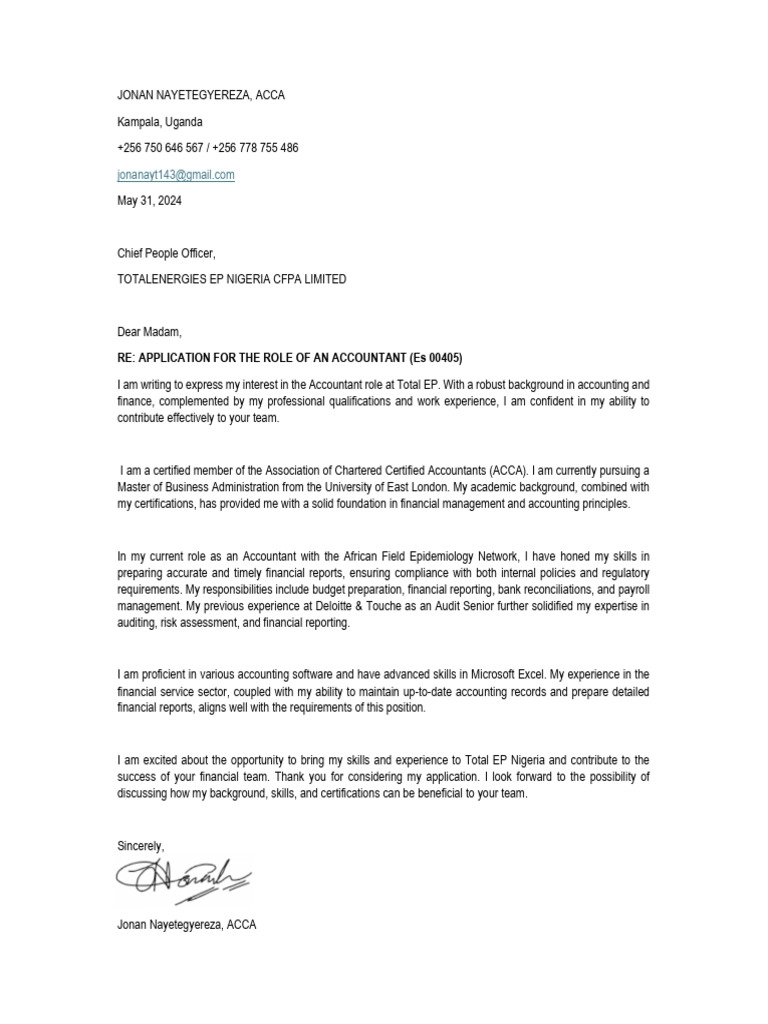 Application-Letter-Jonan-Nayetegyereza ACCA | PDF
