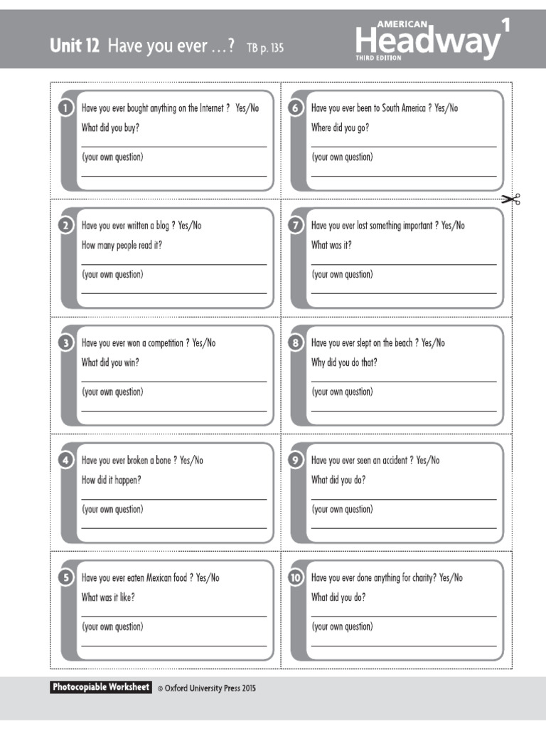 Headway Exercise For Present Perfect | PDF