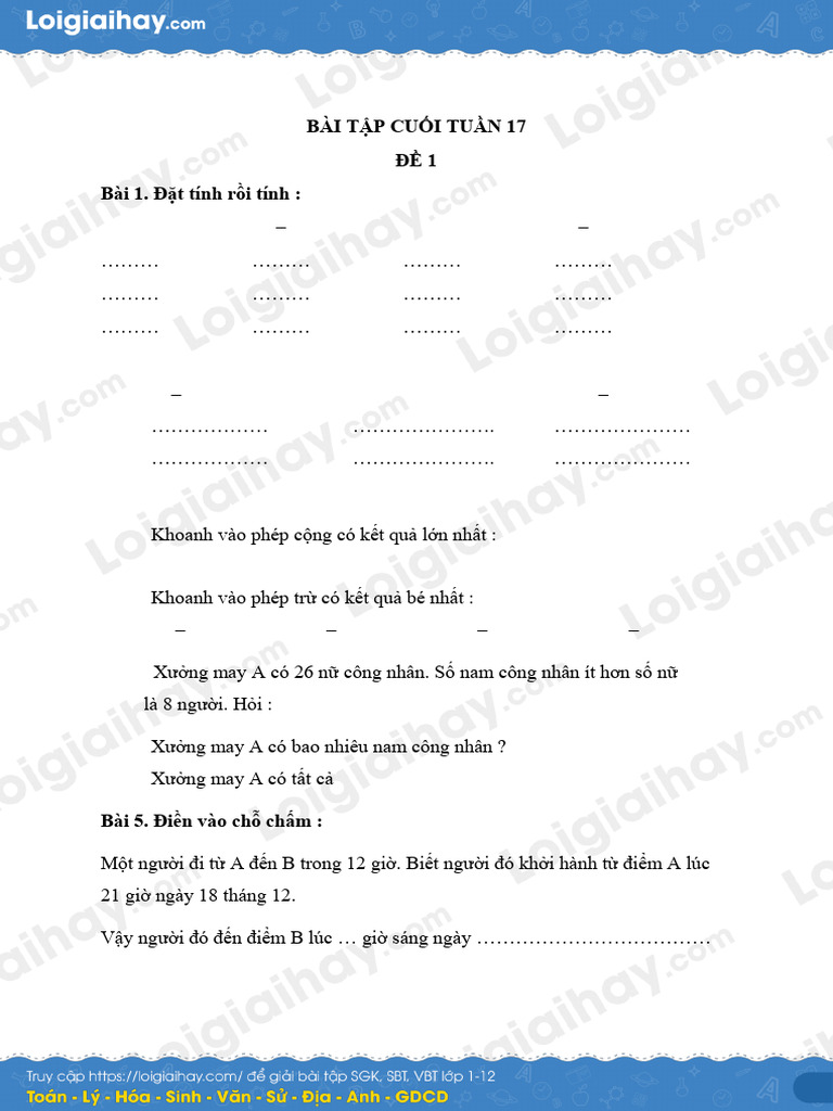 Toán Tuan-17-De-1 | PDF