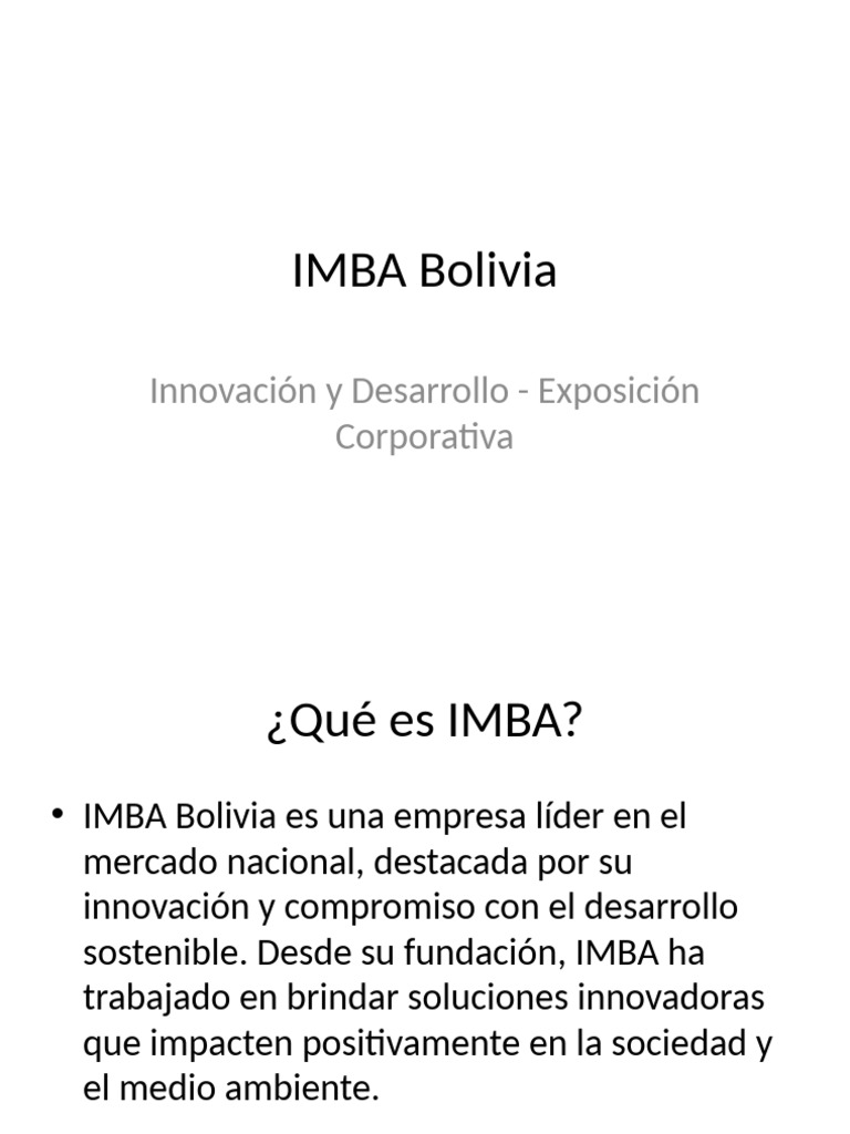 IMBA Bolivia Presentation | PDF