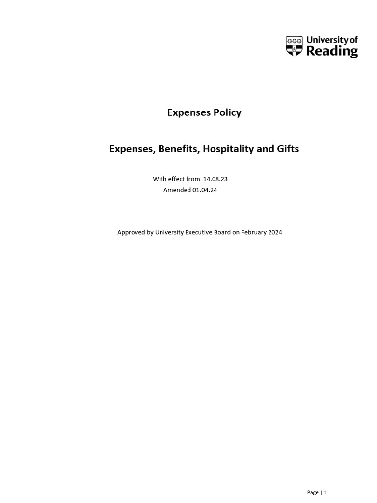 Expenses Policy | PDF | Per Diem | Taxes