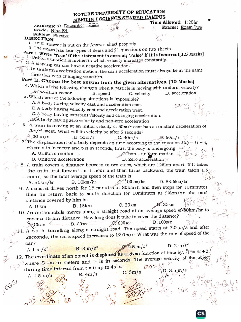 Phy Test 2 | PDF
