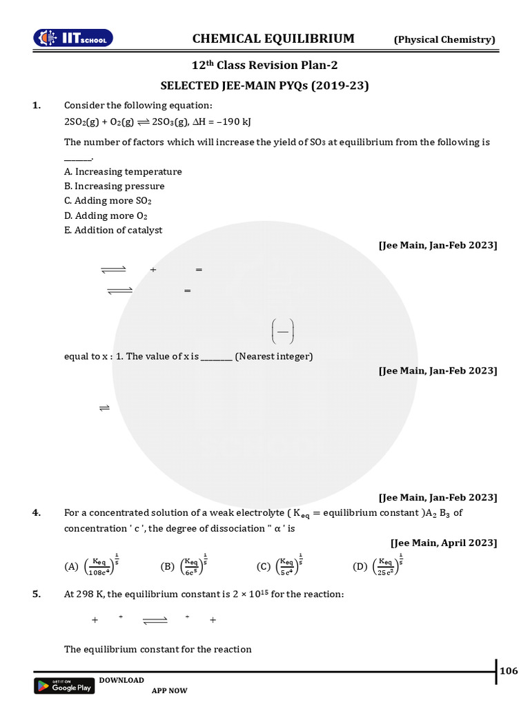Revision Sheet - 06 _ Chemical Equlibrium-pages-Deleted (1) | PDF ...