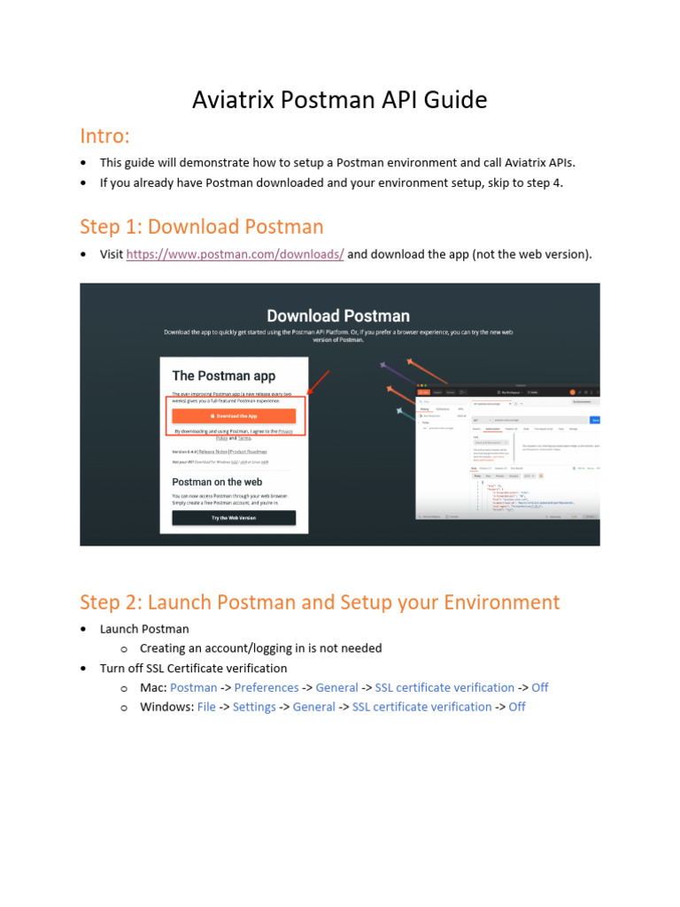 Aviatrix Postman API Guide | PDF
