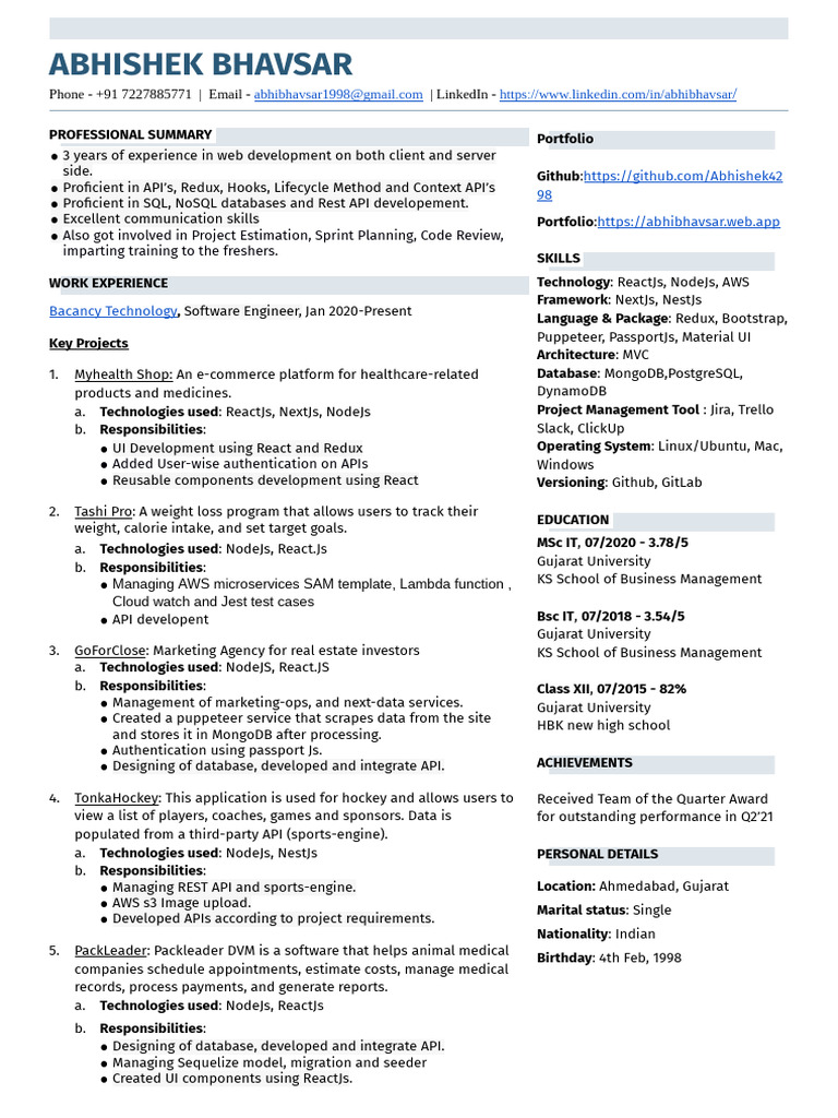 Abhishek FullStack 3YOE | PDF | Software | Software Engineering