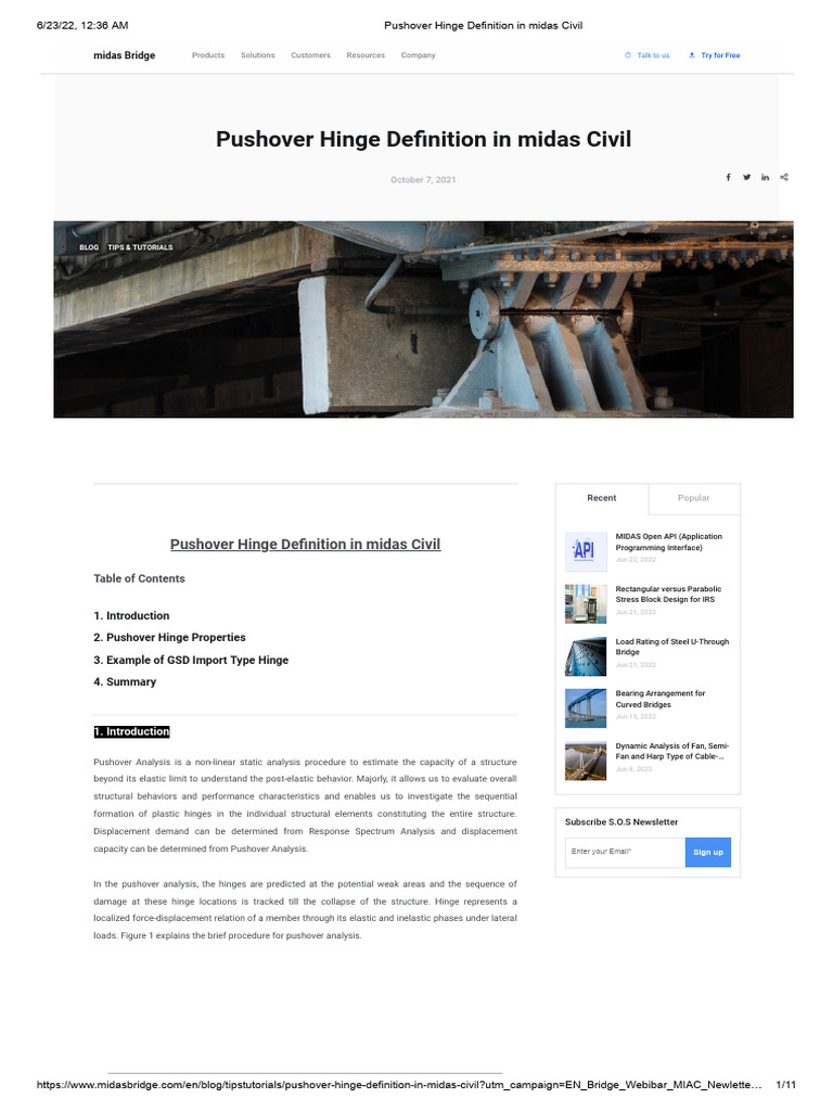 Pushover Hinge Properties in MIDAS Civil | PDF | Bridge | Beam (Structure)