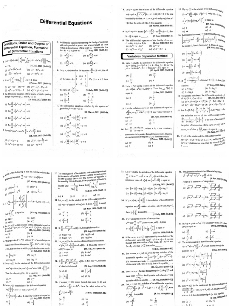 Differential Equation Math 5 Year Pyq - Converted | PDF