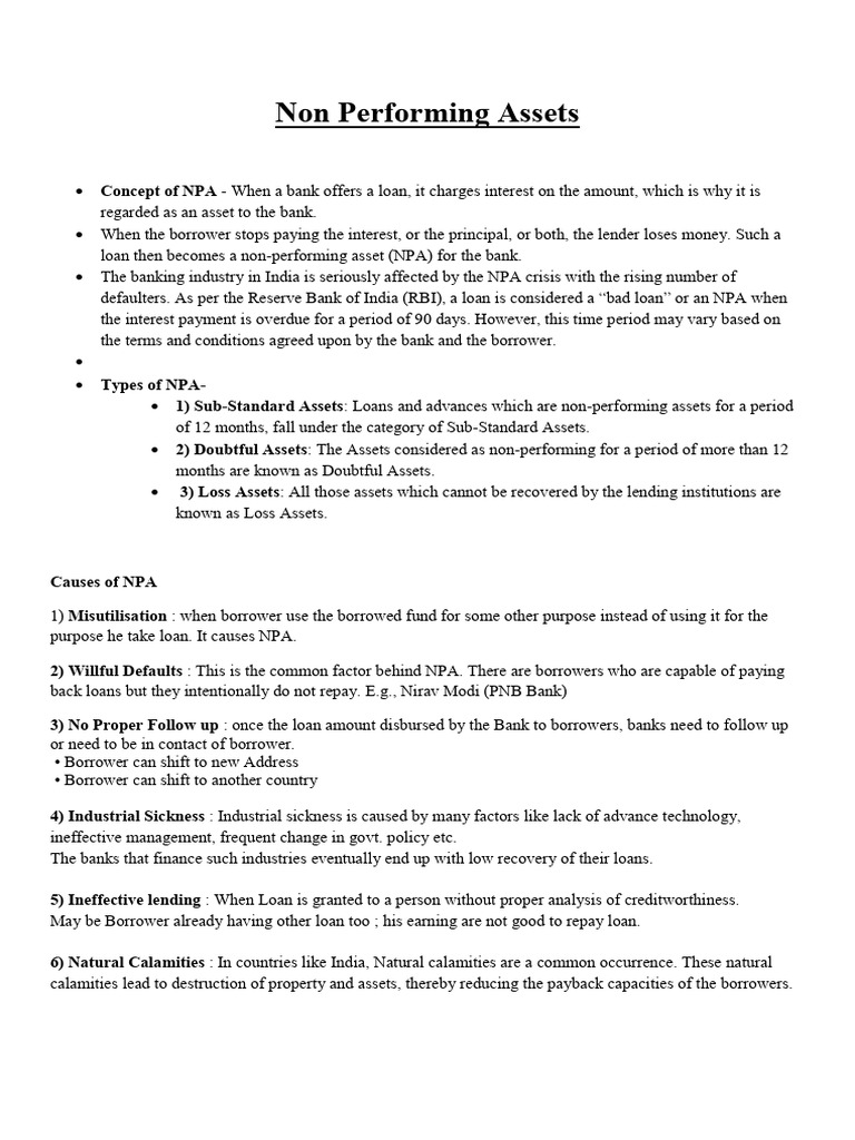 Non Performing Assets | PDF | Loans | Banks