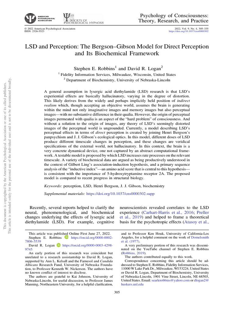 LSD and Perception | PDF | Perception | Consciousness