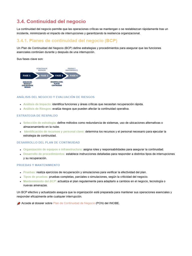 3.4. Continuidad Del Negocio | PDF