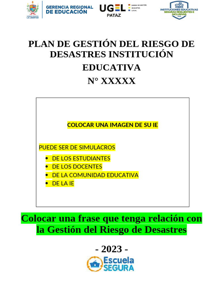 3. Esquema Plan de GRD - IIEE 2023 | PDF | Radiación | Adultos