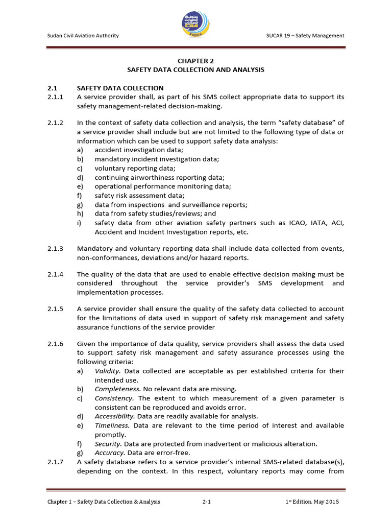 Chapter 2 - Safety Data Collection and Analysis, Final | PDF | Safety | Air Traffic Control