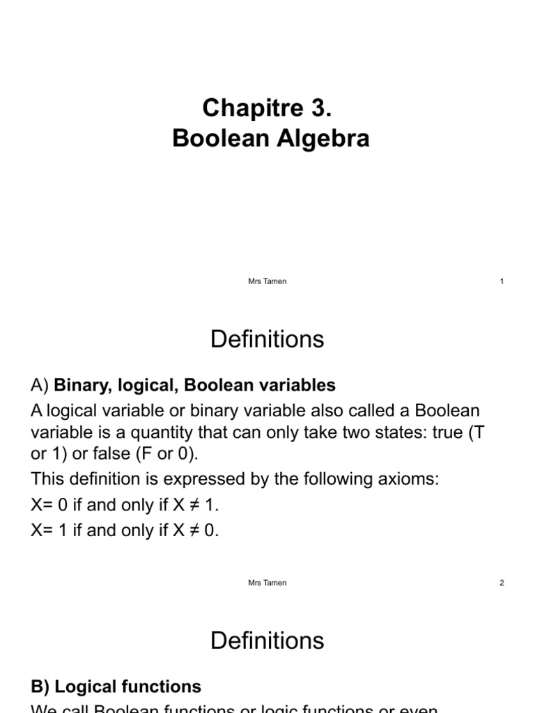 Chapter III.A Boolean Algebra | PDF | Boolean Algebra | Teaching ...