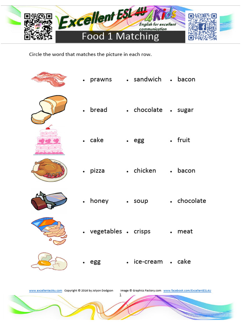Food 1 Multiple Choice Matching | PDF | Cakes | European Cuisine