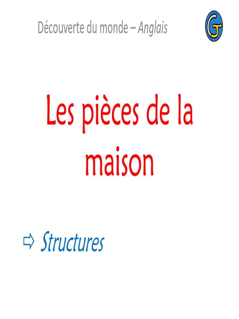 Vocabulaire Anglais: Pièces de Maison | PDF