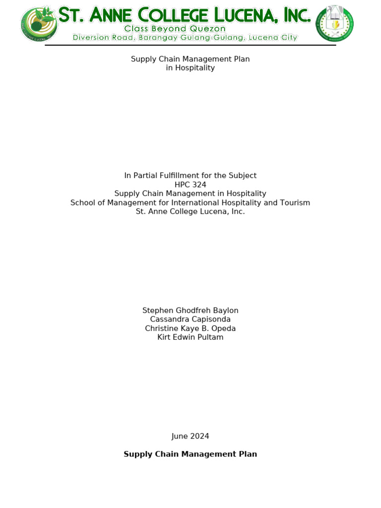 Supply Chain Strategy for City's Chicken Pastil | PDF | Inventory ...