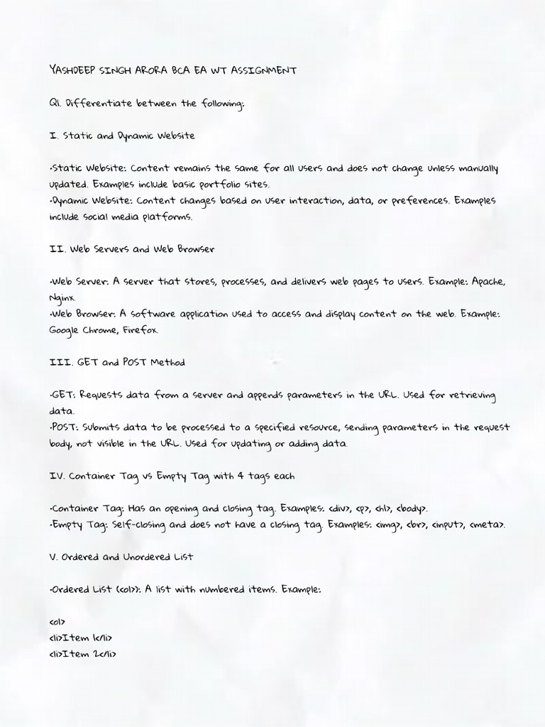 Yashdeep Singh Arora Bca Ea WT Assignment | PDF