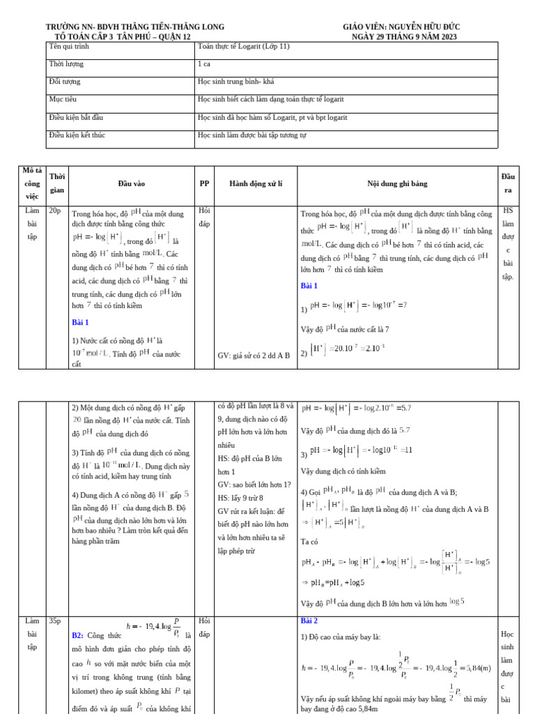 TOÁN THỰC TẾ LOGARIT | PDF