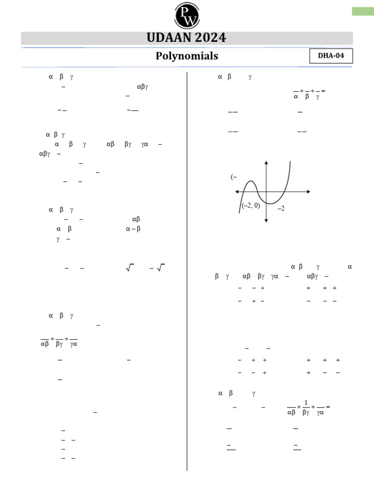 Polynomials - Daily Home Assignment 04 (Of Lecture 05) - (Udaan 2024) | PDF | Zero Of A Function ...