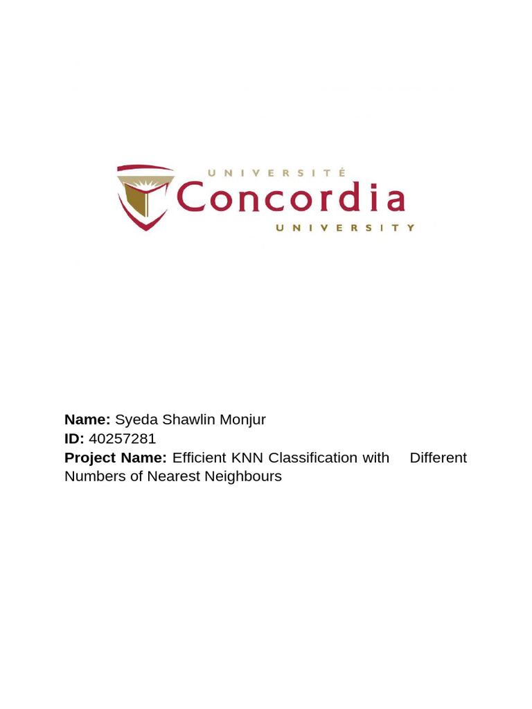 Knn Report Pdf Statistical Classification Cluster Analysis