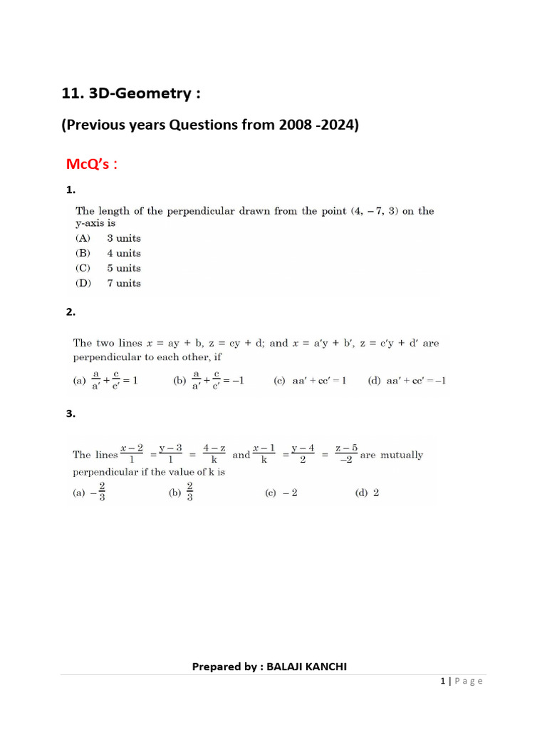 Three Dimensional Geometry | PDF | Classical Geometry | Elementary Geometry
