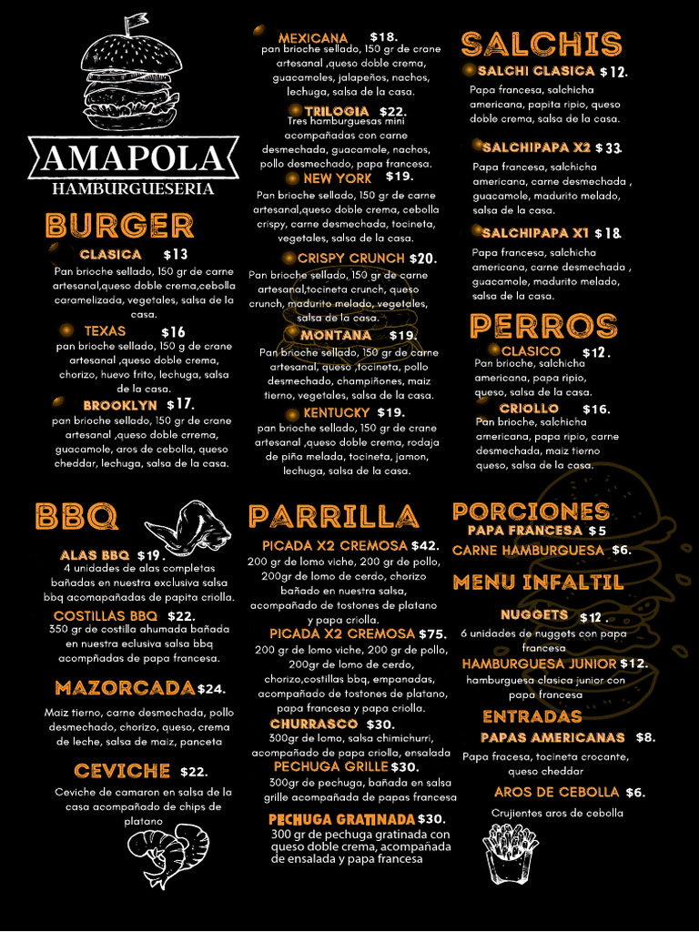 carta menu amapola | PDF