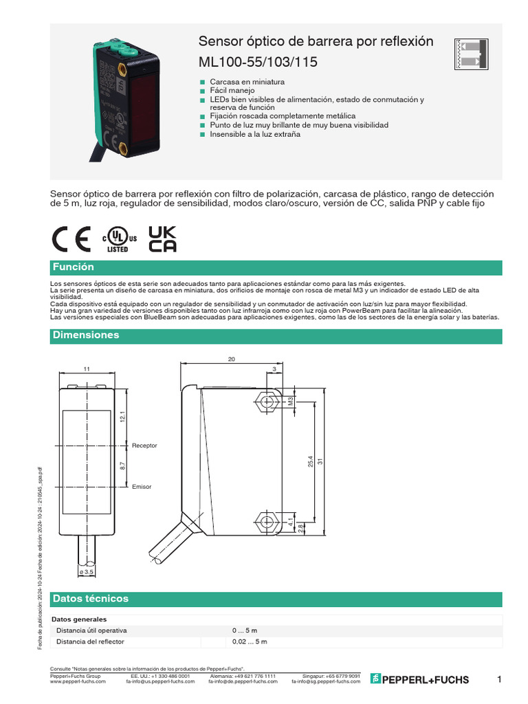 Sensor Óptico de Barrera Por Reflexión | PDF