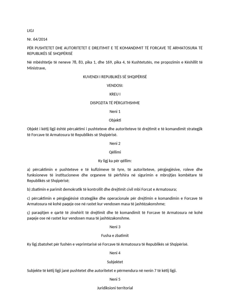 Ligj Nr. 64 2014 | PDF