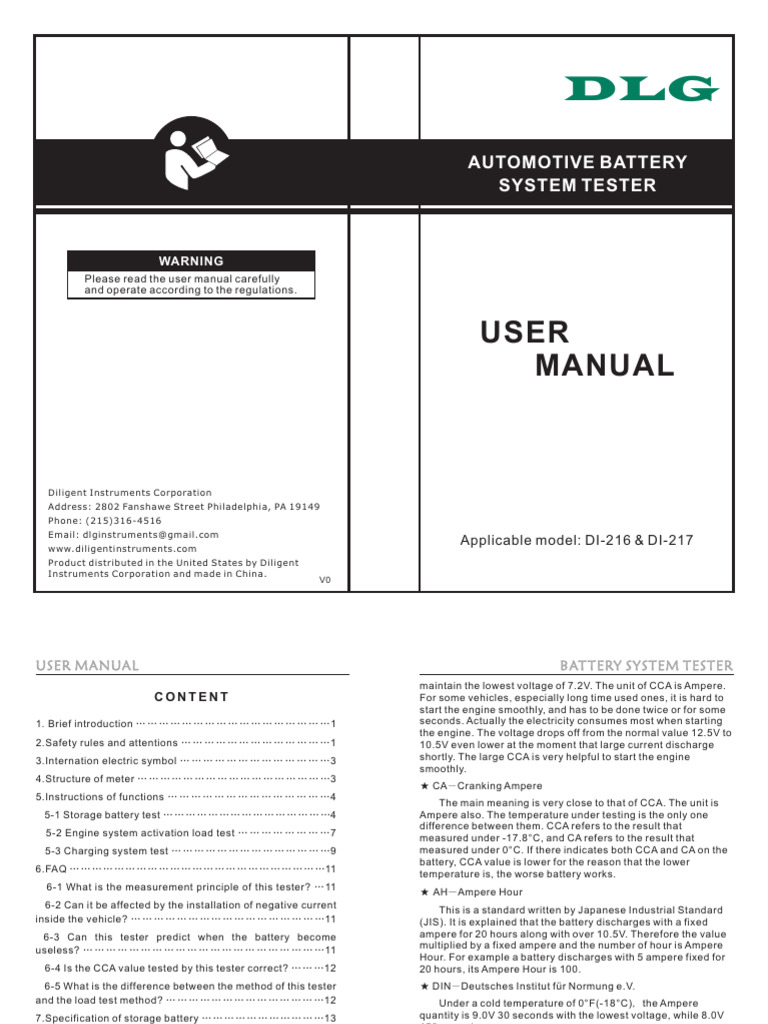 dlg battery tester | PDF | Electrical Resistance And Conductance ...