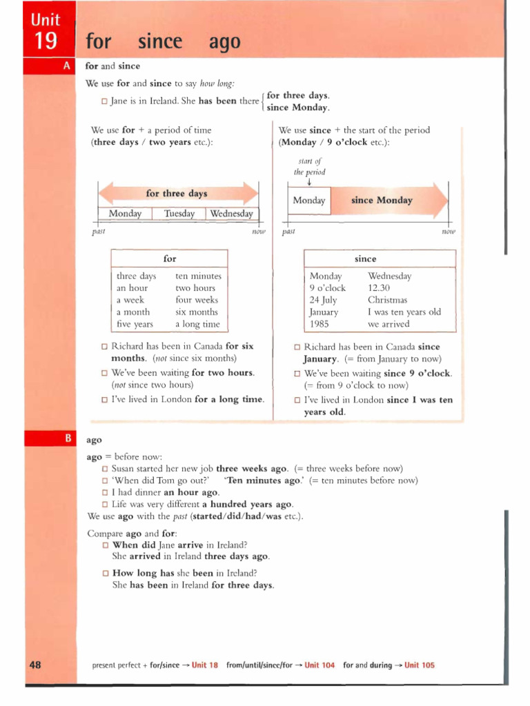 For And Since Practice Pdf