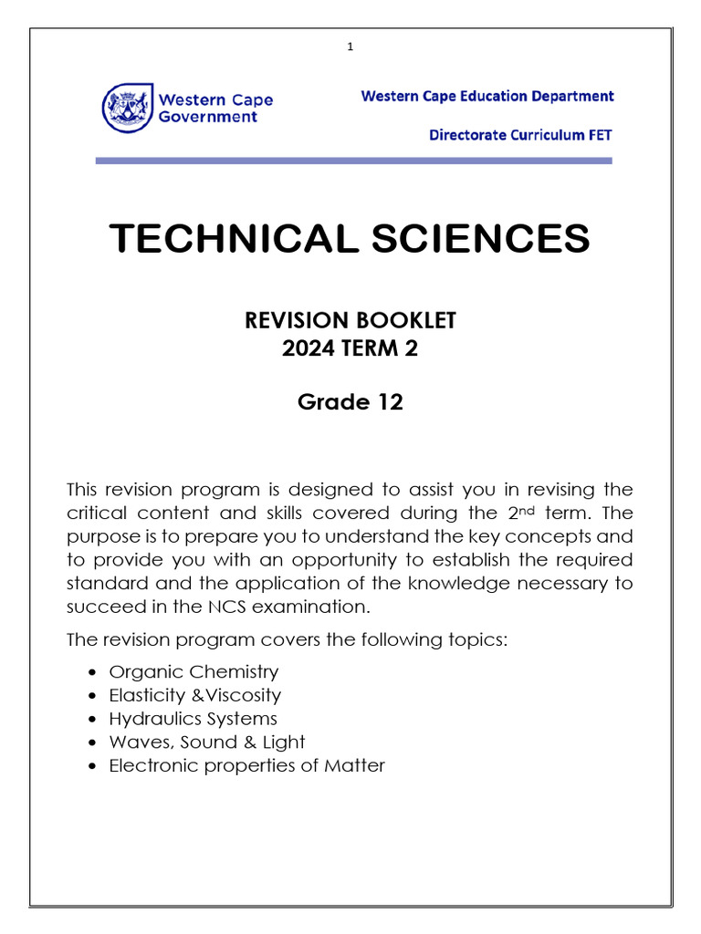 Grade 12 Term 2 Technical Sciences Guide | PDF | Electromagnetic ...