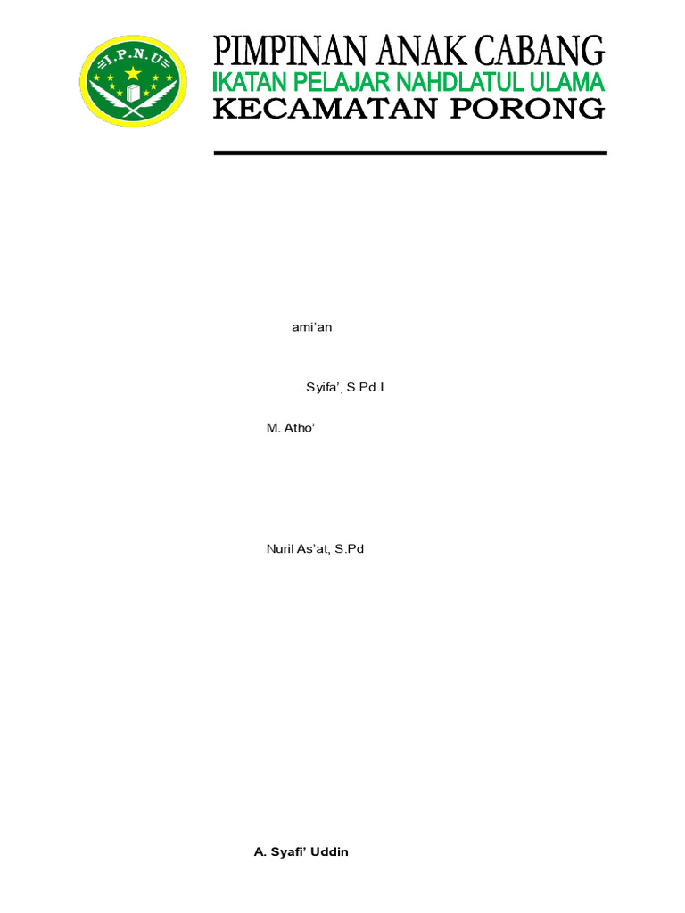 Struktural Kepengurusan Pac. Ipnu Porong Masa Khidmat 2018-2020 | PDF