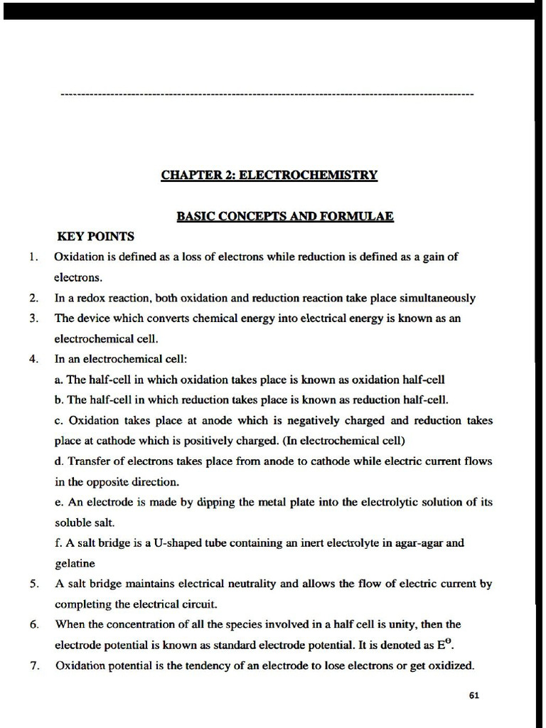 Electrochemistry notes | PDF