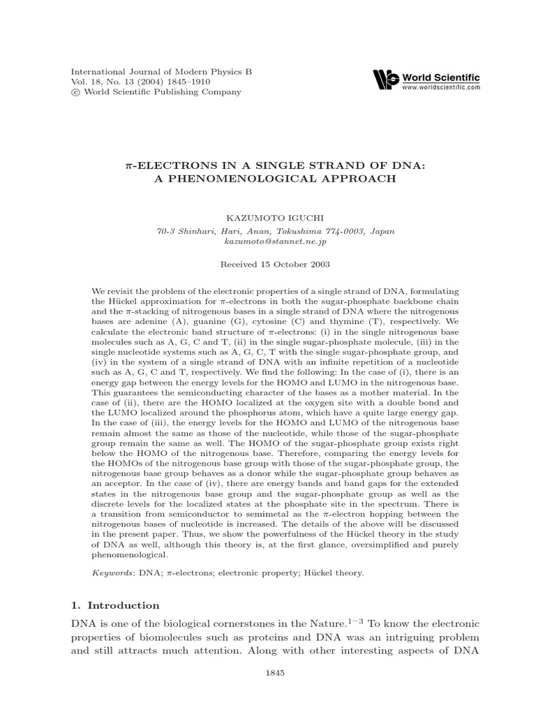 DNA π-Electrons & Conductivity | PDF | Dna | Nucleotides