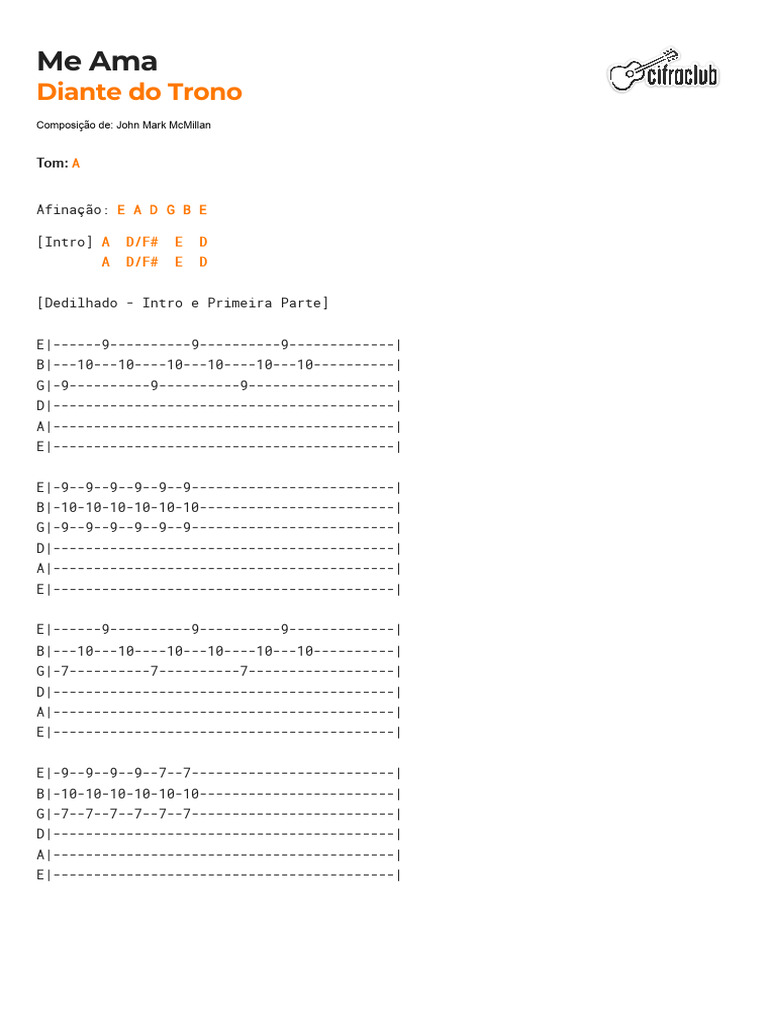 Cifra Club - Diante Do Trono - Me Ama | PDF