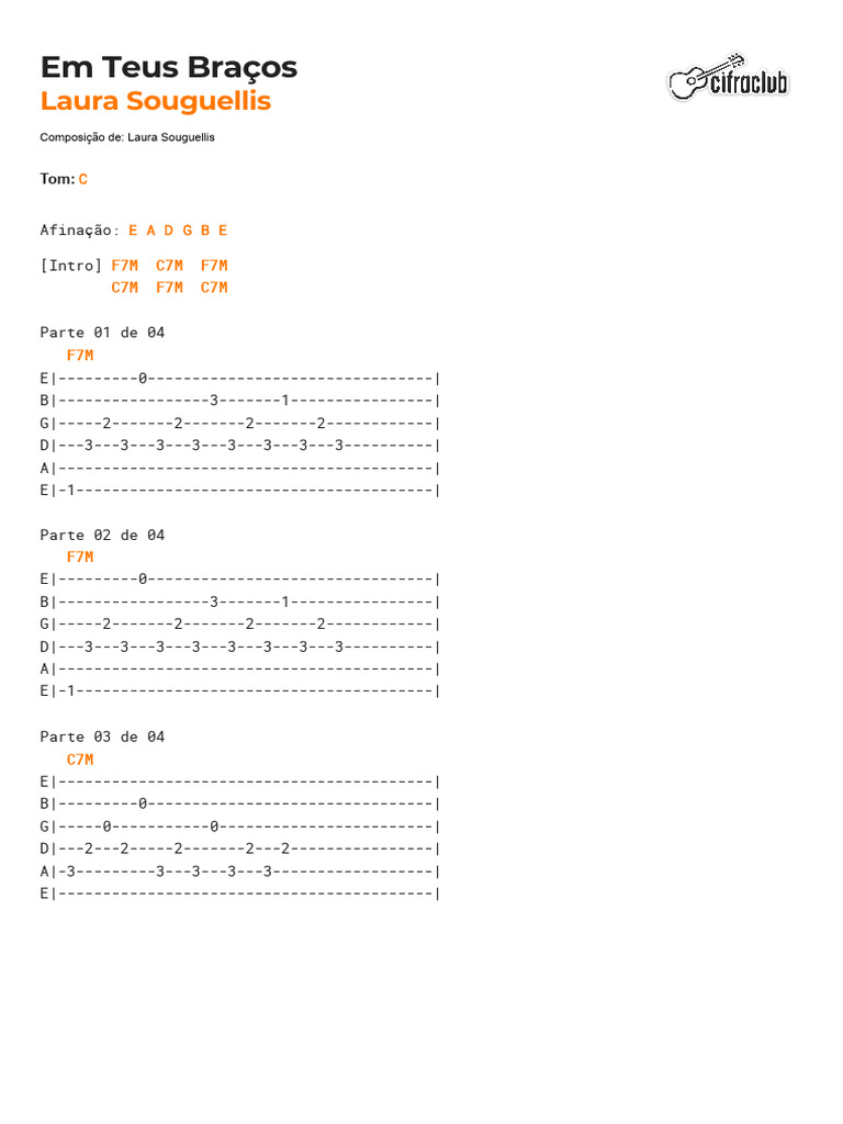 Cifra Club - Laura Souguellis - em Teus Braços | PDF