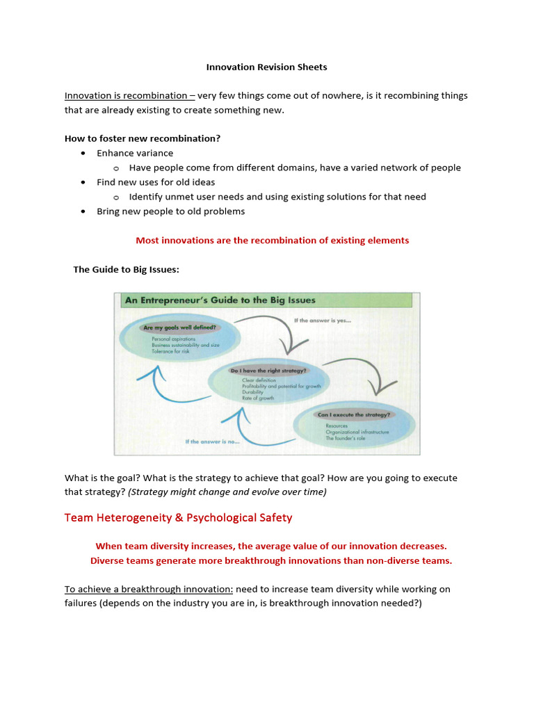 Innovation Revision Sheets | PDF | Disruptive Innovation | Market ...
