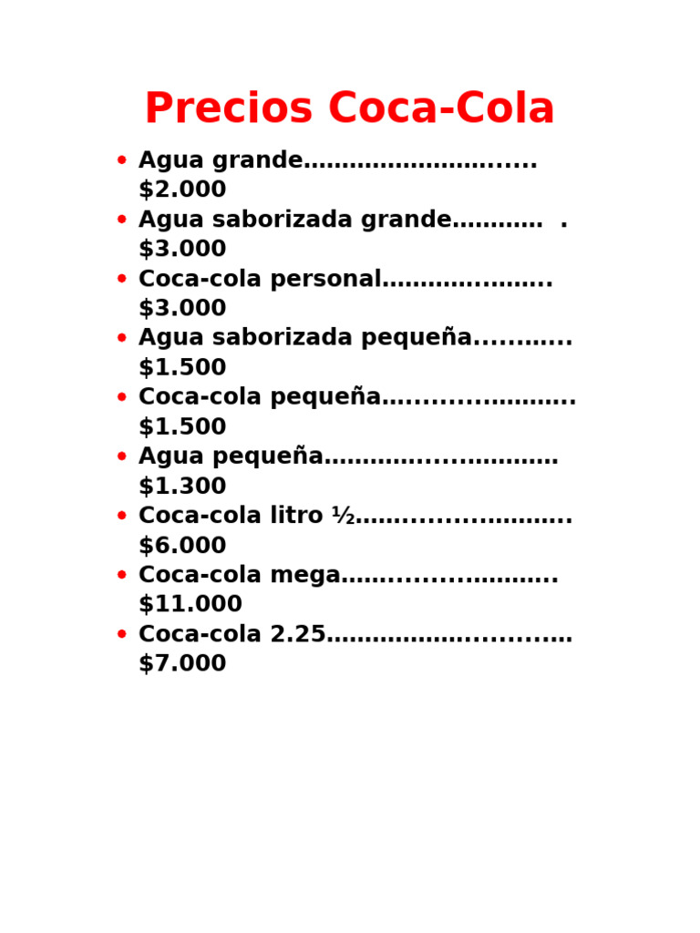Precios Coca Cola | PDF