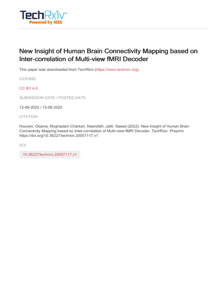 Insight Of Human Brain Connectivity Based On Inter Correlation In Multi View Model Ieee