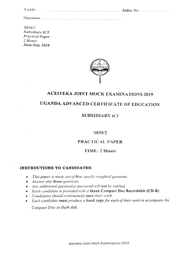 Aceiteka s6 Paper 2 | PDF