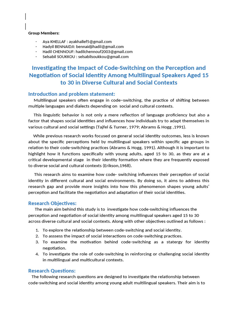 SOUKKOU - Code-Switching - Multilingualism - Social Identity Perception ...